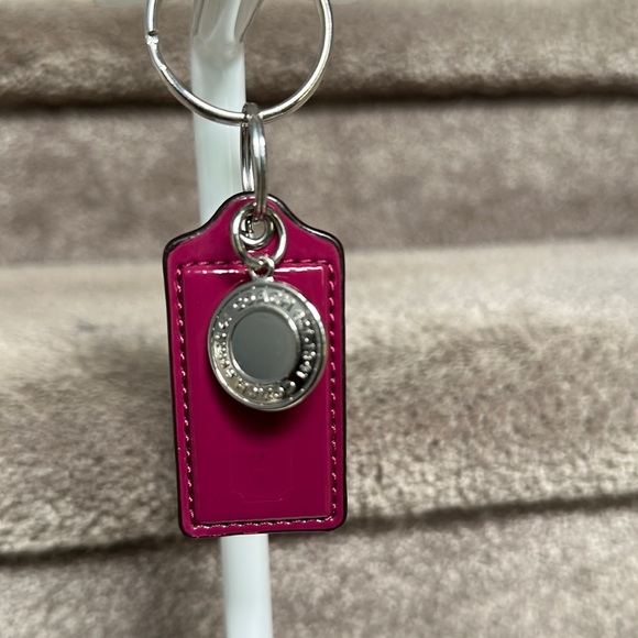 Coach | Accessories | Coach Leather And Chrome Key Ring | Poshmark